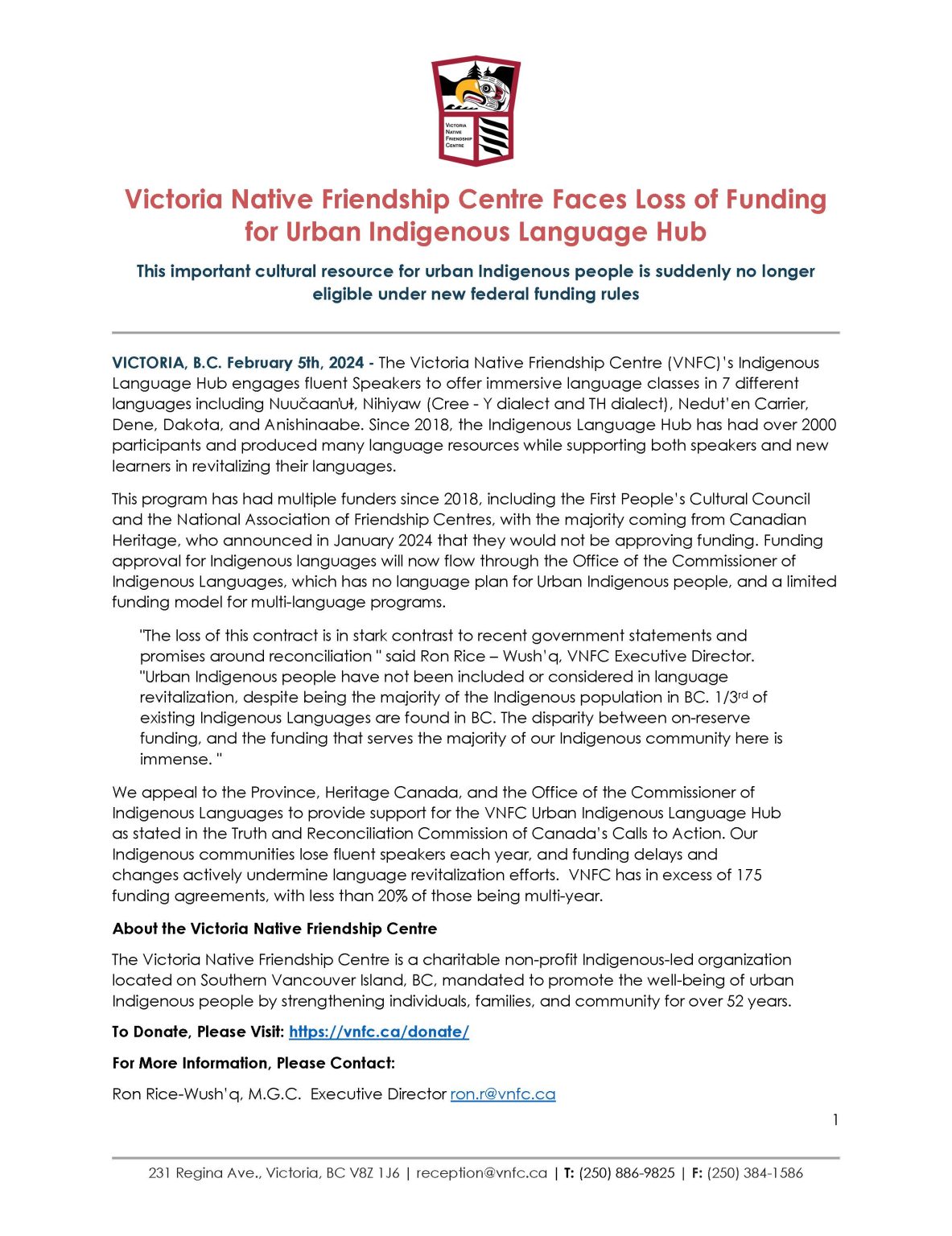 Calendar - Victoria Native Friendship Centre